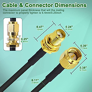 33ft WiFi Antenna Extension Cable RG174 RF SMA Male to SMA Female Coaxial Cable Low Loss Gold Plated Pigtail for Wireless LAN Router Bridge External Antenna Equipment 4pack
