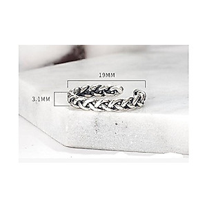 Braided Celtic Love Knot Open Statement Rings Sterling Silver 925 Adjustable Twisted Ring Antique Vintage Eternity Promise Stacking Ring Finger Band for Women