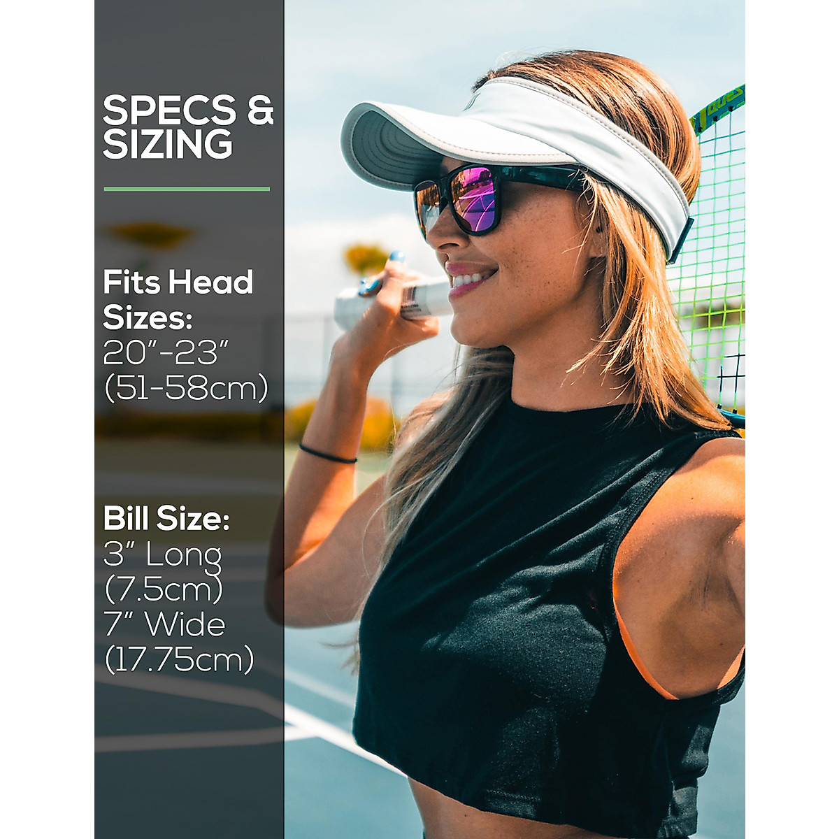 SAAKA Super Absorbent Visor for Women. Premium Packaging. Running, Tennis, Golf & All Sports. Lightweight & Adjustable. White