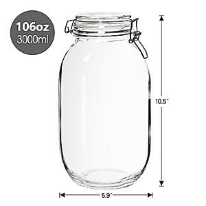 Ollieroo 106oz Glass Jars with Airtight Lid, Large Mason Jars, Wide Mouth Storage Containers for Flour, Cereal, Coffee, Pasta and Canning, Big Glass Kitchen Canisters (Set of 2)