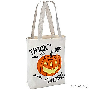 Hallmark 13" Large Halloween Tote Bag (Trick or Treat Pumpkin) Reusable Canvas Bag for Trick or Treating, Grocery Shopping and More