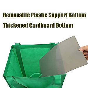 Set of 10 Reusable Grocery Bags Heavy Duty Shopping Bags Large Grocery Totes with Reinforced Bottom Super Sturdy Handles, Green