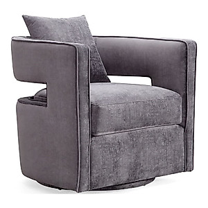 TOV Furniture Kennedy Modern Handmade Velvet Swivel Chair, Gray