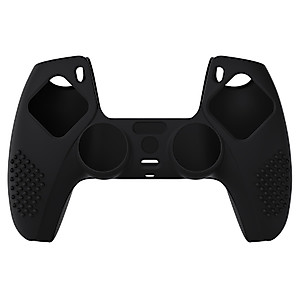 eXtremeRate PlayVital Black 3D Studded Edition Anti-Slip Silicone Cover Skin for ps5 Controller, Soft Rubber Case Protector for ps5 Wireless Controller with 6 Black Thumb Grip Caps