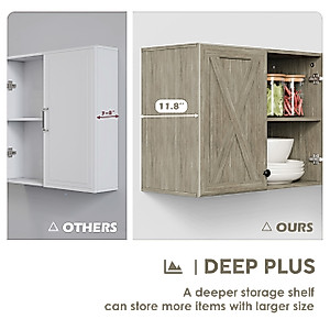 Laundry Wall Cabinets - Farmhouse Kitchen Wall Amount Storage Cabinets with 3 Doors and Shelves, 36inch