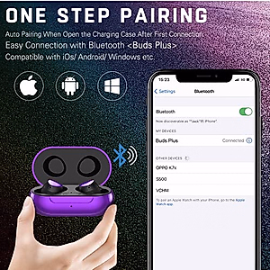 Urbanx Street Buds Plus True Bluetooth Earbud Headphones for Samsung Galaxy Note Pro 12.2 3G - Wireless Earbuds w/Noise Isolation - Purple (US Version with Warranty)