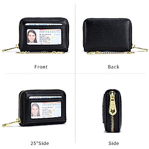 Tapp Collections RFID Credit Card Holder, Small Leather Zipper Card Case Wallet with ID Window & Detachable Keychain - Red