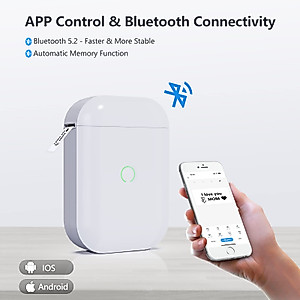 PikDik Mini Bluetooth Label Makers - D11 White Label Maker Machine with Tape Portable Label Printer Labeler for Labeling Jars Bins Home Organizing Office