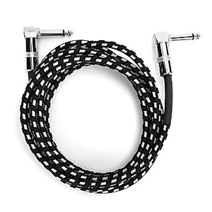Hilitand Guitar Cable - 6.35MM Male Head Audio Guitar Cable 10ft Electric Guitar Amplifier Cord - Right Angle to Right Angle 1/4 Inch Instrument Cable Guitar Amp Cable(Black-White)
