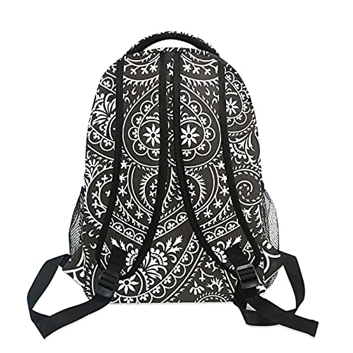 Backpack Daypack Casual Bag Paisley Mandala Black White Vintage Shoulder Rucksack