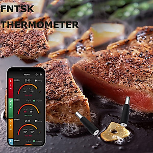 Fntsk Bluetooth Wireless Meat Thermometer, Smart Meat Thermometer 165ft Long Range for Oven, Kitchen, Grilling, Smokers, BBQ, Rotisserie (2 Probes)