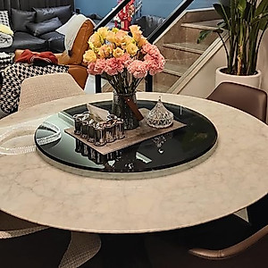 Glass Turntable Lazy Susan Rotating Tray, Round Rotating Serving Plate with Silent Bearing, 360° Stable Rotating Serving Plate, for Dining Table Centerpiece ( Color : Gris , Size : 120cm (47inch) )