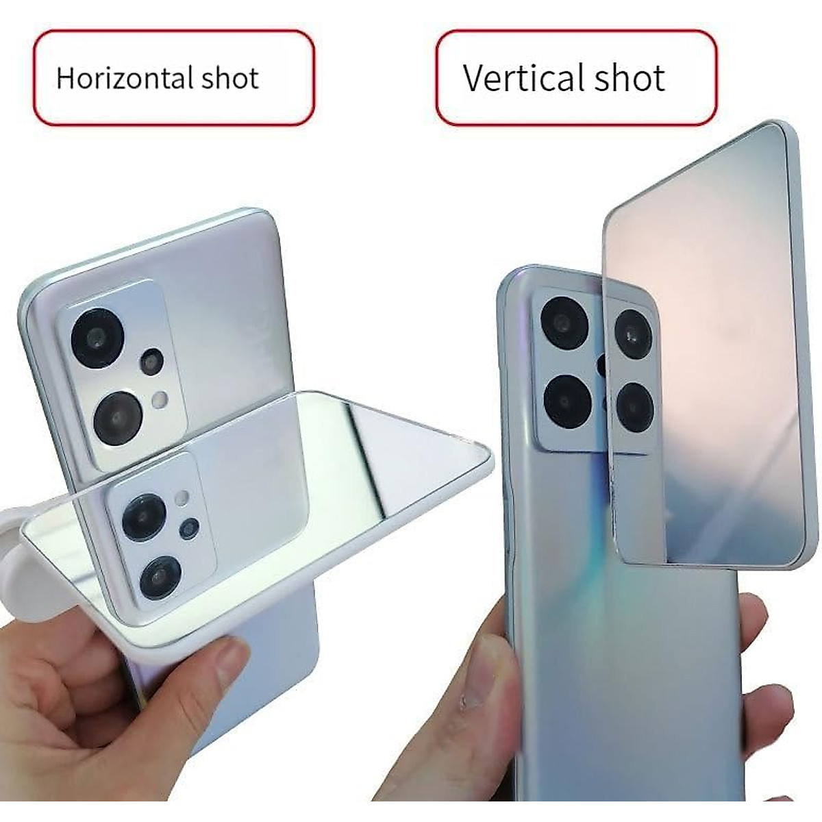 1Set-Smartphone Camera Mirror Reflection Clip Kit, Mirror of The Sky, Handheld Mirro, Applicable to All Mobile Phones, Easily Shoot Splendid Photos, Suitable for Travel and Easy to Carry (White)