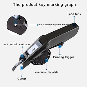 Manual Label Printer, Clear Number Letter Wide Application Embossing Label Maker Strong Durable One Hand Operation for Home (Red)