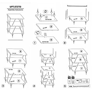 The Urban Port Tup 30-Inch Modern Rectangular 3-Tier Etagere Wood Storage Rack, Metal Frame and Legs, Natural Brown