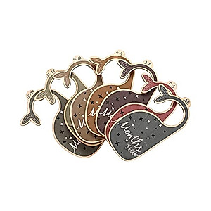 Almencla 7Pcs Durable Baby Closet Dividers Hangers, Baby Month Closet Dividers, Wooden Baby Closet Dividers Infant Wardrobe Divider Label New Mom Gift