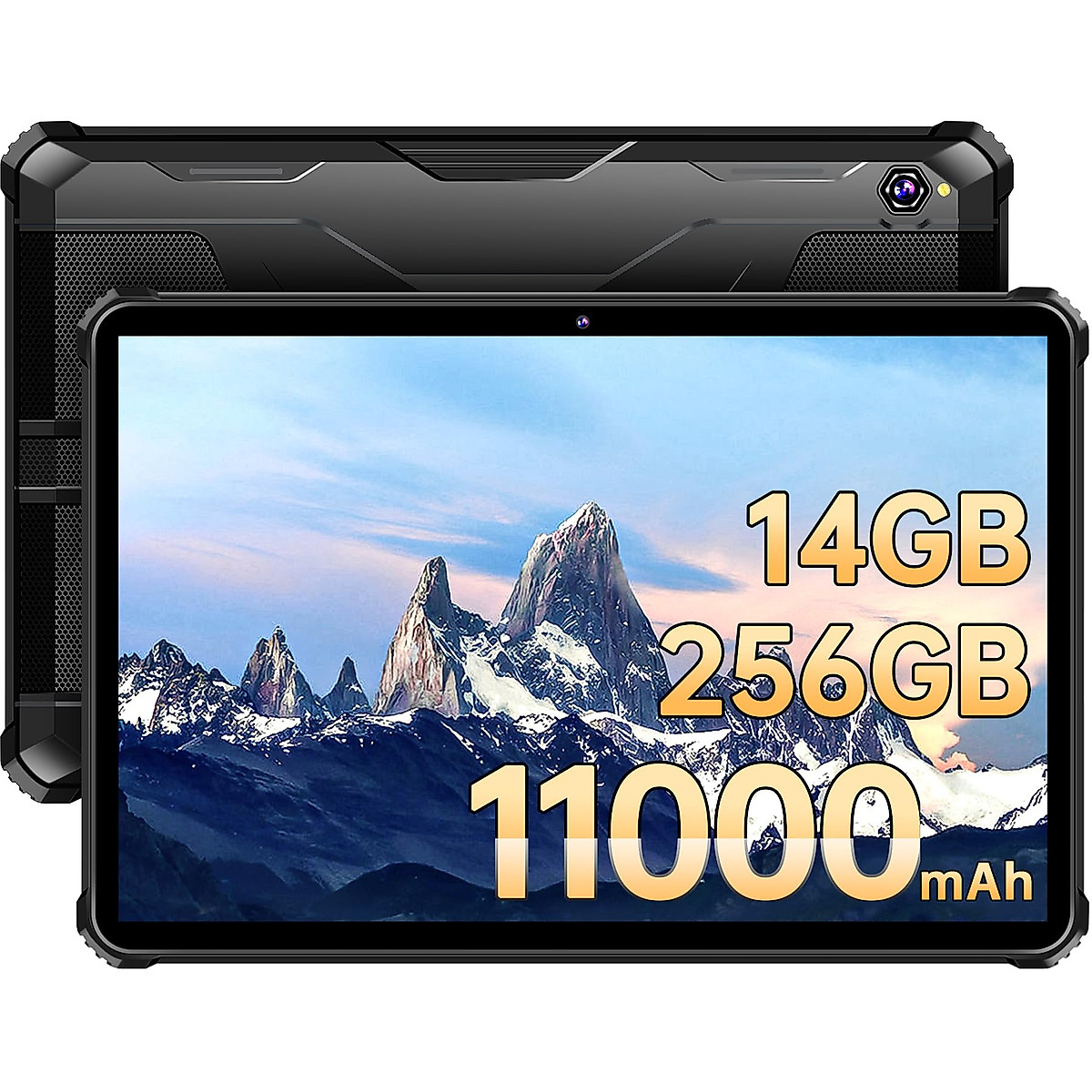 OUKITEL RT5 Rugged Tablet,10.1" FHD+ Screen,11000mAh Large Battery,14GB RAM +256GB ROM(1TB Expandable),Android 13 Tablets,16MP+16MP Camera,4G Dual SIM/5G WiFi/GPS/OTG Waterproof Tablet PC (Black)