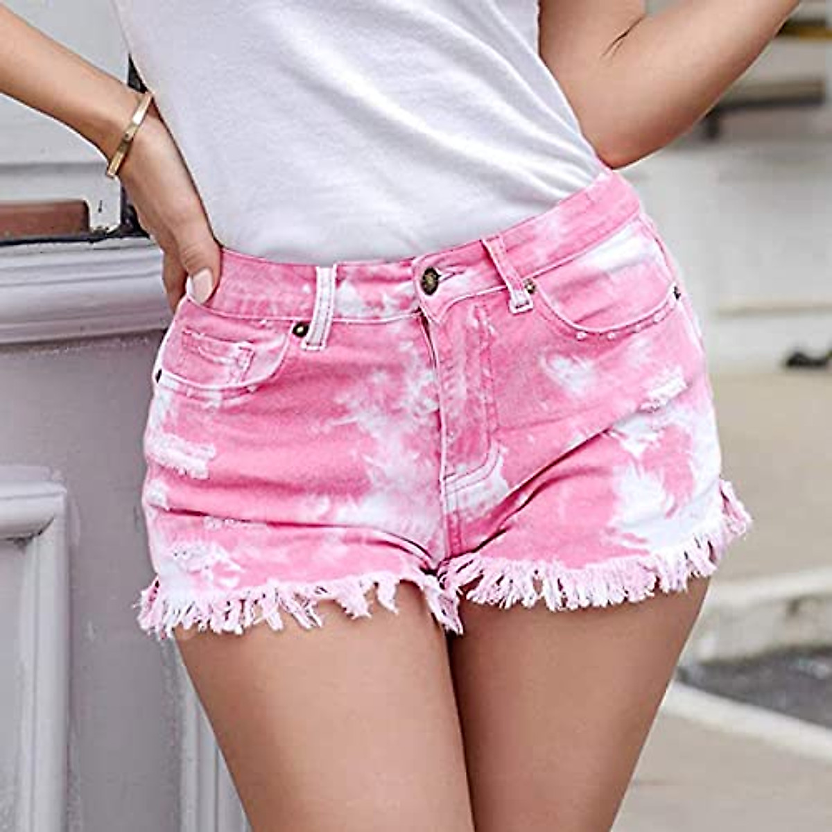 oelaio My Orders Placed Vacation 2023 Girls Shorts Swimsuits for Women Pants Hole Pocket Denim Teen Girls Casual Jeans Shorts Fashion Tie-Dye Bottom