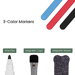 ALEZEL Magnetic Dry Erase Calendar for Fridge, Greenery Monthly Fridge Calendar Whiteboard Set - Vertical Monthly Calendar for Refrigerator, Grocery & to Do List White Board, 3 Markers + Eraser