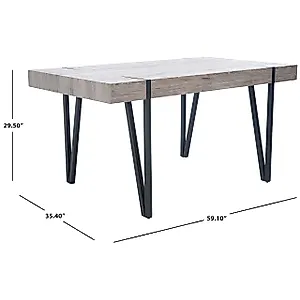 SAFAVIEH Home Collection Alyssa Mid-Century Rustic Industrial Grey Oak/Black Dining Room Table DTB7000C, 0