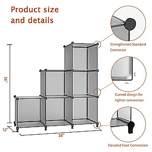 Closet Organizers and Storage, Cube Closet Organizer, Cubes Storage Organizers, Closet Storage Cabinet Shelf, Bookcase Bookshelf for Bedroom, Office (Grey, 6 Square)