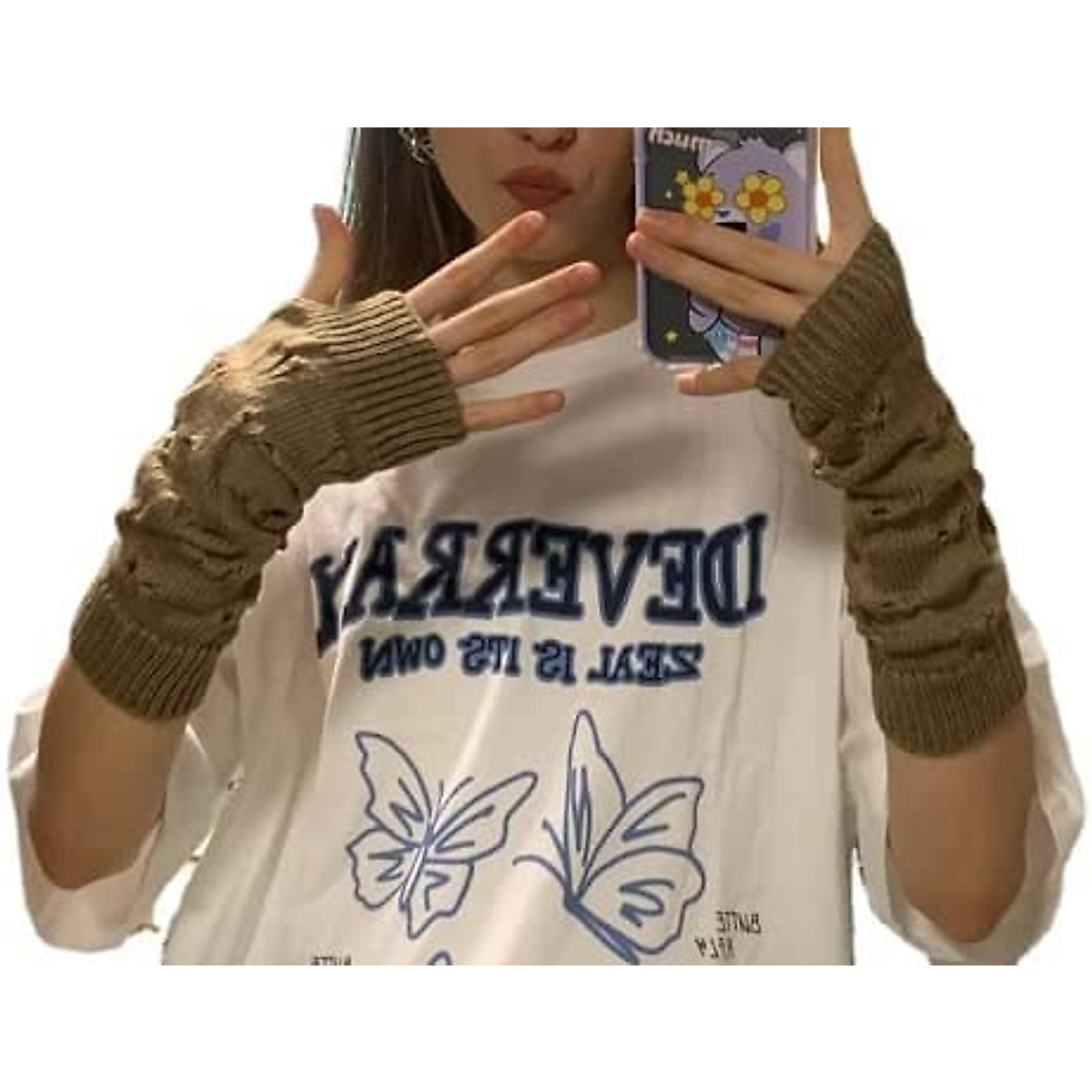 Grunge Gloves Fairy Grunge Accessories Ripped Glove Crochet Glove Grunge Clothes Fairy Grunge Aesthetic (Brown)