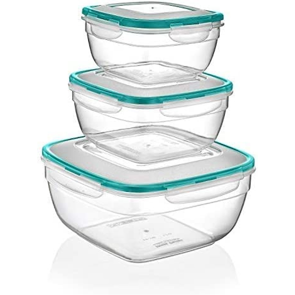 Food Storage Containers Set, Airtight Plastic Container for Pantry & Kitchen Organization, BPA Free, Meal Prep Lunch Container with Durable Leak Proof Lids, Clear Made İn TURKEY, 3 PC (0,6-1-1,7LT)
