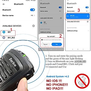 KJD Inrico B01 Wireless Handheld Microphone Bluetooth Version 4.2 PTT for W7 N60 W2PLUS Android Mobile Radio Phone Work with Zello Real PTT NOT Support iOS System 1111