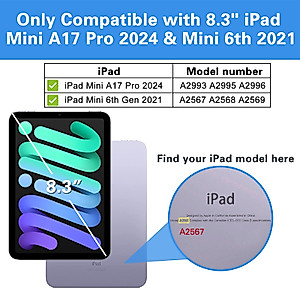 ProCase Smart Case for iPad Mini 7 A17 Pro 2024/iPad Mini 6 2021 8.3 Inch iPad Mini 7th/6th Gen Case, Hard Back Cover for iPad Mini 8.3" 7th Gen A2995/A2996/A2993/6th Gen A2567 A2568 A2569 -Black