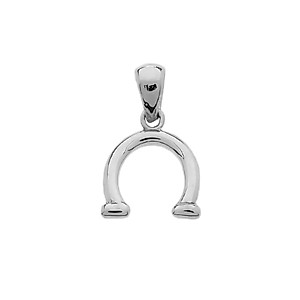 Reversible Diamond And High Polish Plain 14k White Gold Horseshoe Good Luck Charm Dainty Pendant