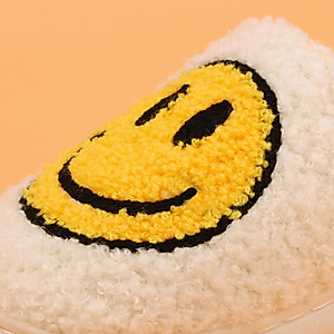 CWODOR Kids Slippers Boys Girls Plush Non-Slip House Slippers Cute Soft Slip-On Shoes For Little Big Kids White 1-2 Big Kids