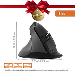 J-Tech Digital Ergonomic Left Hand Mouse with Wireless Connection, AA Battery, 2.4GHz Nano Transceiver, 800, 1200, 1600, 2400 Adjustable DPI; Compatible with Windows and MAC OS [V628ML]