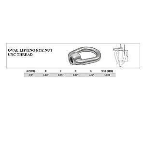 2 Pc Stainless Steel Eye Nut 3/8" UNC Tap SS T304 Thread Boat Marine 1,100 Lbs Cap