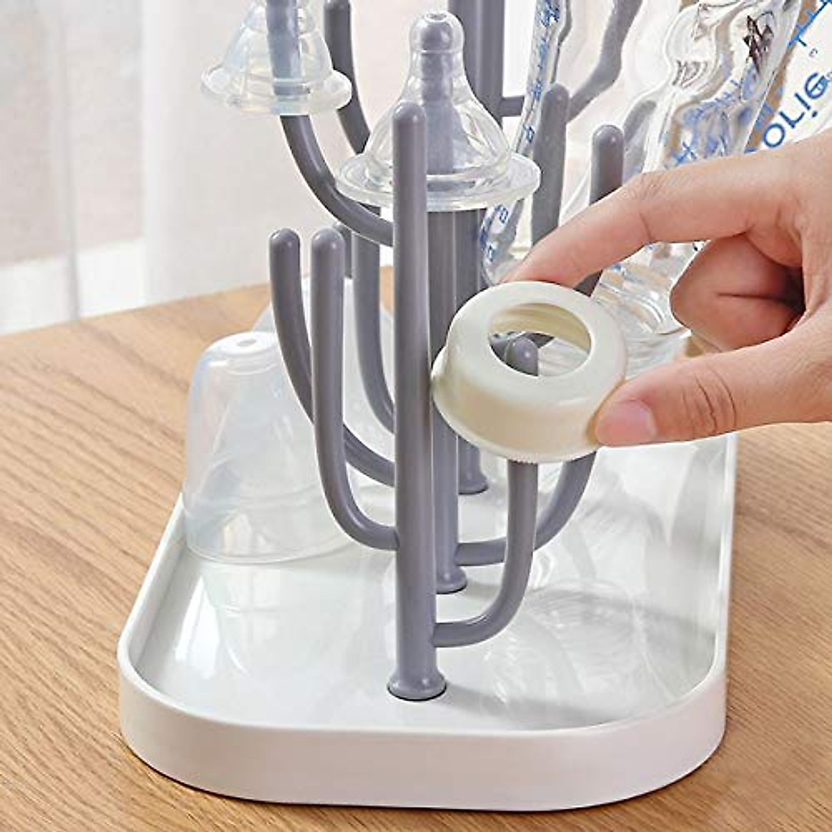 2Pcs Baby Bottle Drying Rack with Base, Creative Tree Branch Baby Bottle Dryer Holder for Bottles, Teats, Cups, Pump Parts and Accessories