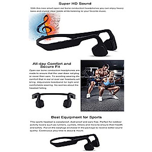 QT S Bone Conduction Headphones Bluetooth with Mic Titanium Lightweight Open-Ear Wireless Stereo Music IP65 Water & Sweat Resistant Answer Phone Call for Running Hiking Driving Bicycling Earphone