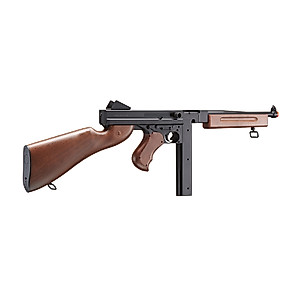Airsoft Tommy Thompson Durable Submachine Gun WW2 Chicago Typewriter Full Auto SMG AEG with Extra Stick Magazines, Battery and Charger