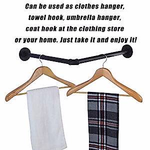 AddGrace Industrial Pipe Garment Rack Iron Wall Mounted Right Angle Corner Clothing Rack with Screws DIY Home Storage Display (Black) 18.1"