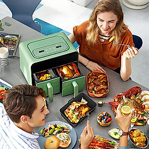 2 Pcs Silicone Air Fryer Liners for Ninja Foodi DZ201 DZ401 6-in-1 8-10QT, Air Fryer Accessories for Ninja Instant Vortex Plus, Reusable Air Fryer Liner, Non-Stick | Easy Cleaning