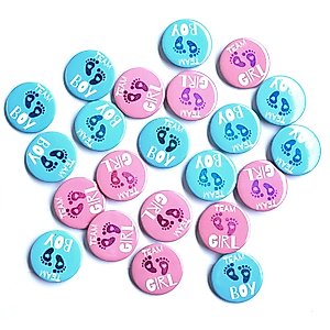 JEWSUN 50 Pcs Gender Reveal Badges Button Pins Team Boy Team Girl Button Pins Gender Reveal Party Decorations