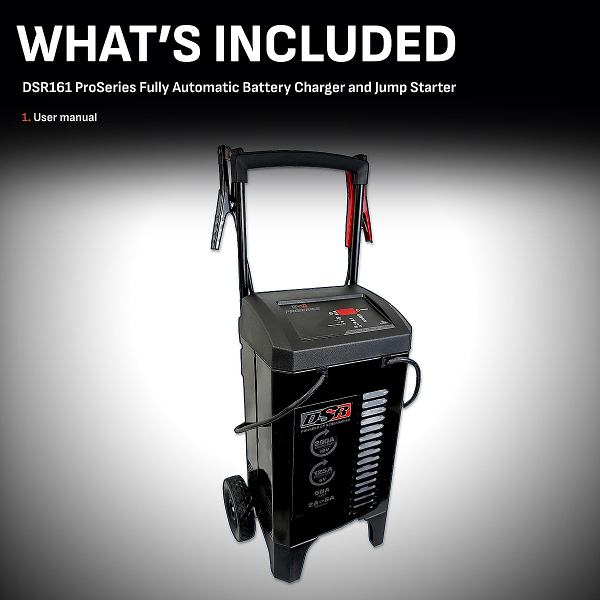 Schumacher Electric DSR161 ProSeries Car Battery Charger - 250 Peak Amps - 6v / 12v Battery Charger - Fully Automatic Battery Maintainer + Engine Starter for SUVs, Trucks, and Large Engines