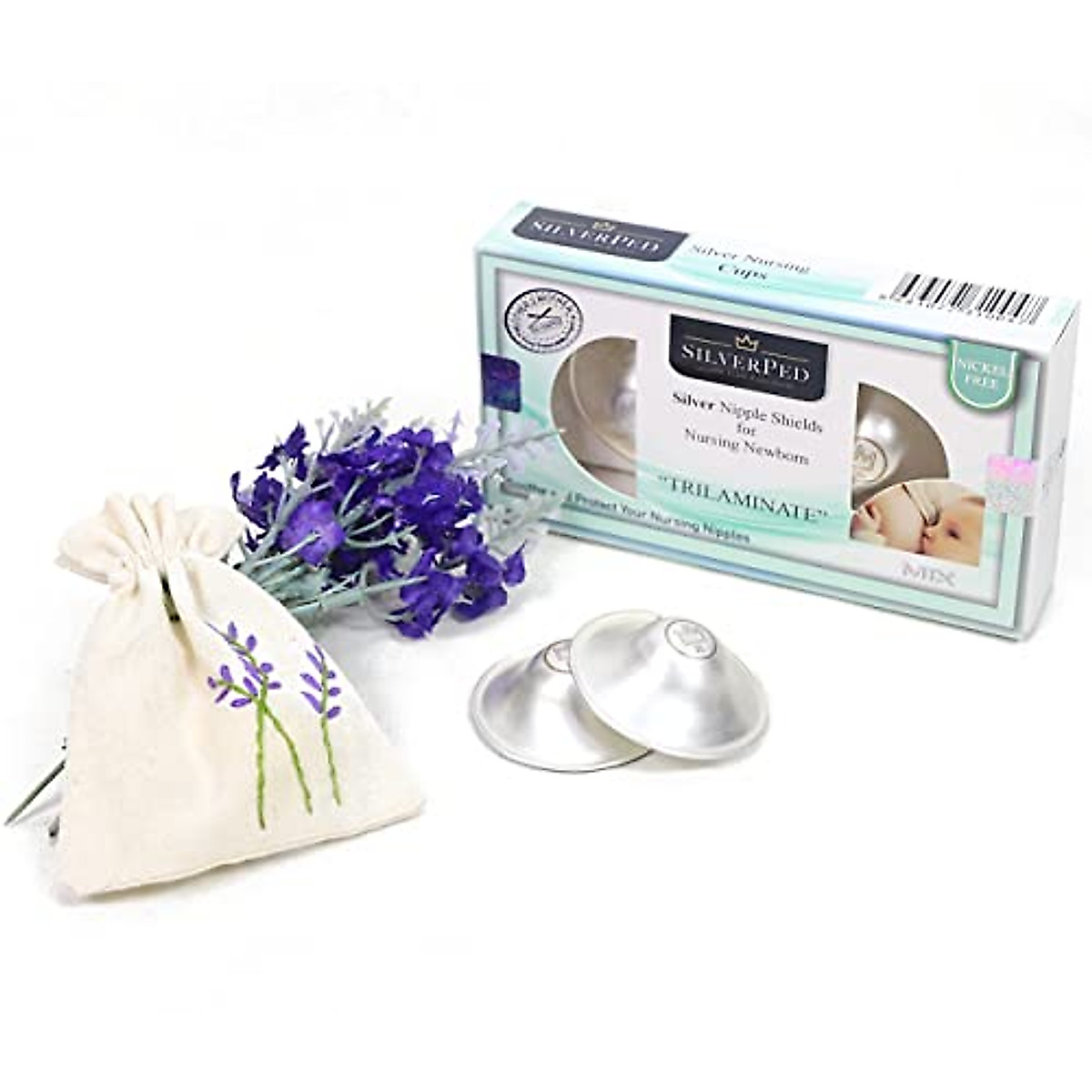SilverPed 999 Silver Nursing Cups, Silver Nipple Shield, Soothe and Protect Sore Nipples, Silver Nipple Covers Breastfeeding, Silver Nipple Cups, 2 Pieces