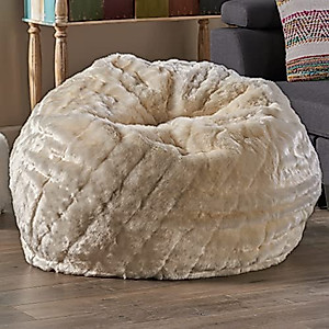 Christopher Knight Home Laraine Furry Glam White Faux Fur 3 Ft. Bean Bag, Small