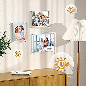AITEE 8.5x11 Acrylic Picture Frames 2 Pack, Clear Picture Frames for Wall, Modern Frameless picture Frames Lucite Transparent Square Cubes Floating Hanging Photo Frame Gift for Home Office Display