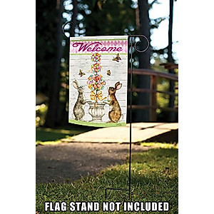 Toland Home Garden 1112295 Easter Bunny Topiary Easter Garden Flag 12x18 Inch Double Sided for Outdoor Spring House Yard Decoration