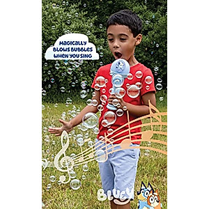 BLUEY Dance Mode Bubble Machine and Toy Microphone | Bluey Toy for Baby, Toddlers and Kids | Includes Bubble Solution