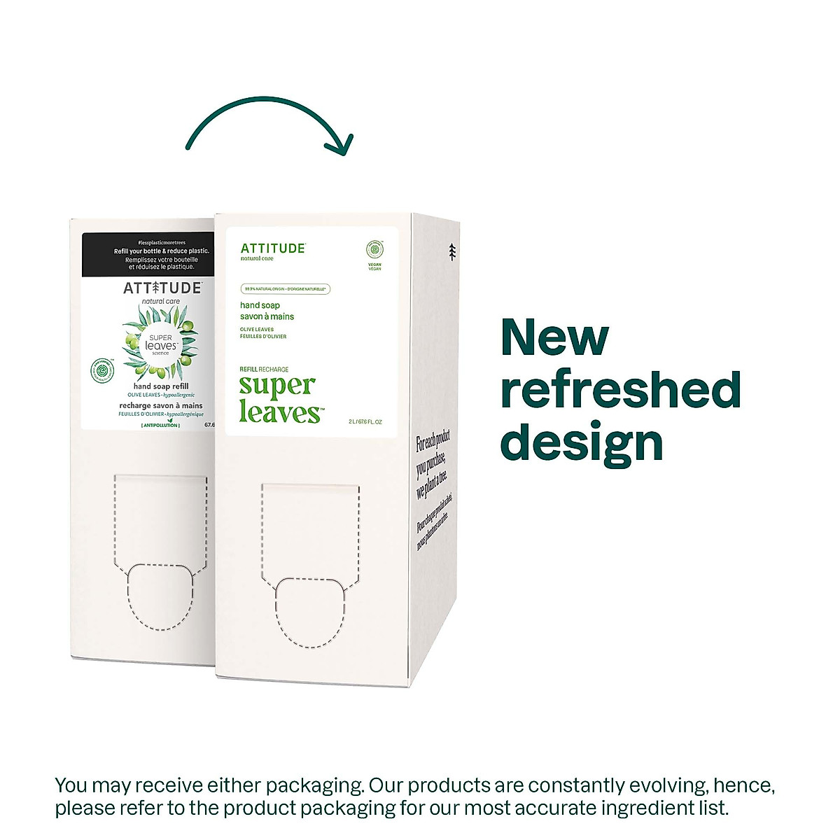 ATTITUDE Liquid Hand Soap, EWG Verified, Plant and Mineral-Based, Vegan Personal Care Products, Olive Leaves, 67.6 Fl Oz