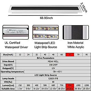 Aidenkid Outdoor LED Wall Lights Modern Wall Mounted Sconce Rectangular Long Strip Wall Lamps White Acrylic IP67 for Garden Terrace Background Wall (RGBCW, 67 INCH)