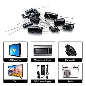 YIWANSON 500 Pcs Capacitor Kit, Aluminum Radial Electrolytic Components, 24 Value Range 0.1uF - 1000uF 10v/16v/25v/50v Capacitors Assortment Kit for Repair TV, LCD Monitor, Radio, Car Audio