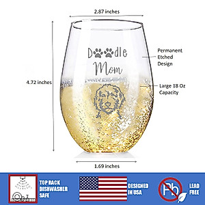 Mothers Day Gifts for Doodle Mama, Goldendoodle Gifts for Women, Doodle Mom Handmade Glitter Golden Etched Wine Glass