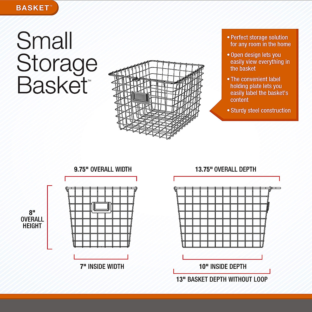 Spectrum Diversified 47970-6 Wire Storage Basket, Medium Chrome